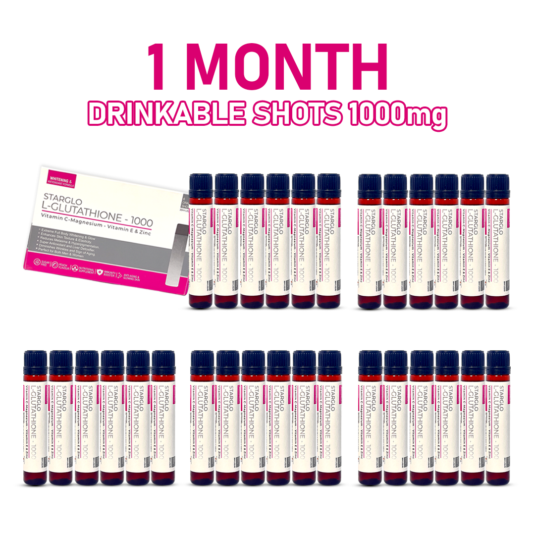 5 PACKS STARGLO SHOTS GLUTATHIONE 1000Mg - 1 MONTH DOSE – P É T A L E Z